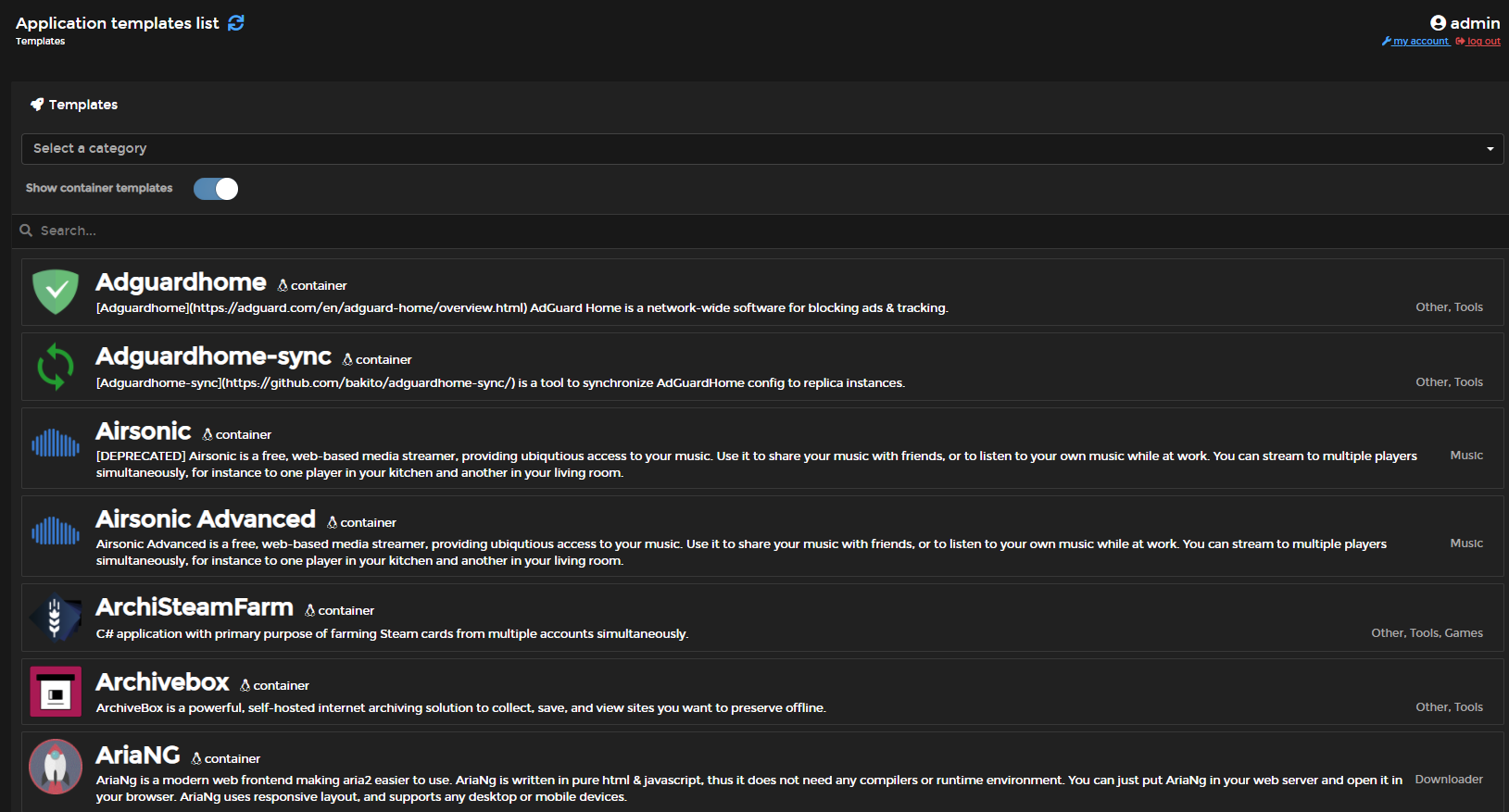 Portainer Application Templates List ndern Technik22 de